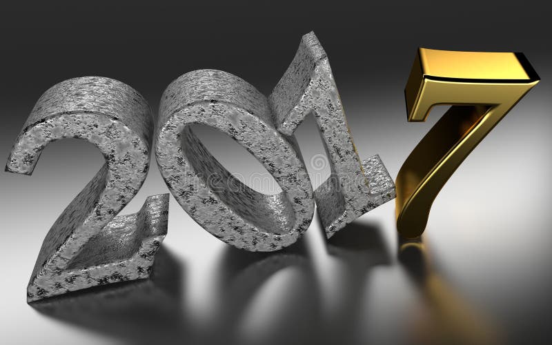 Year 2017 with Metallic Letters Stock Illustration - Illustration of ...