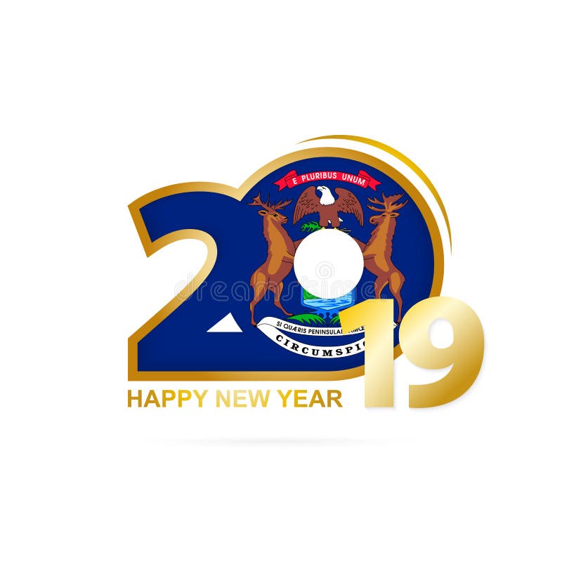 Year 2019 with Michigan Flag Pattern. Happy New Year Design Stock ...