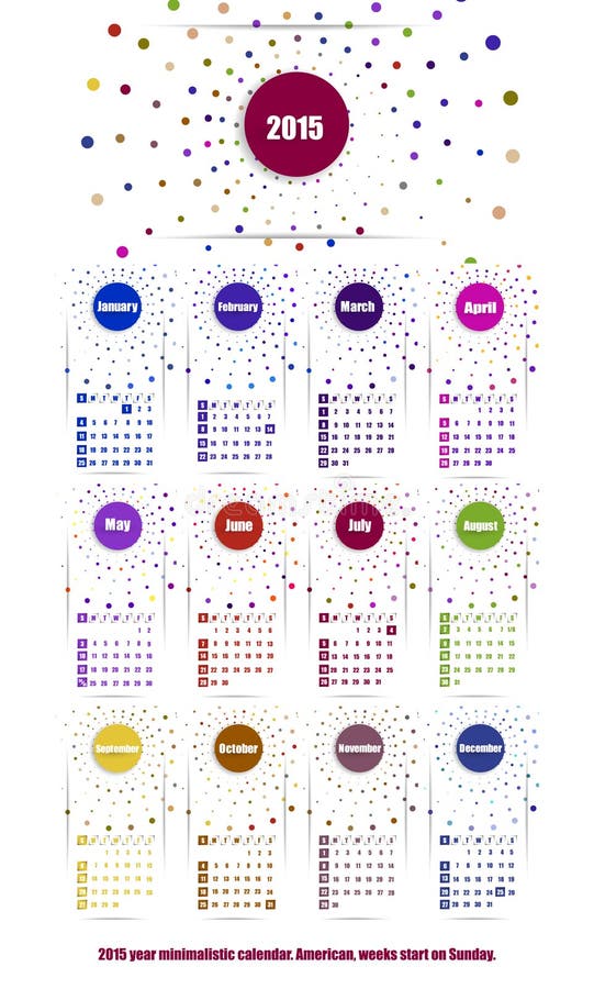 2015 Year Minimalistic Calendar Stock Vector - Illustration of ...