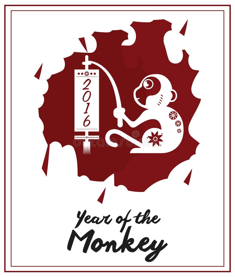 Year of the monkey design stock vector. Illustration of culture - 66094486