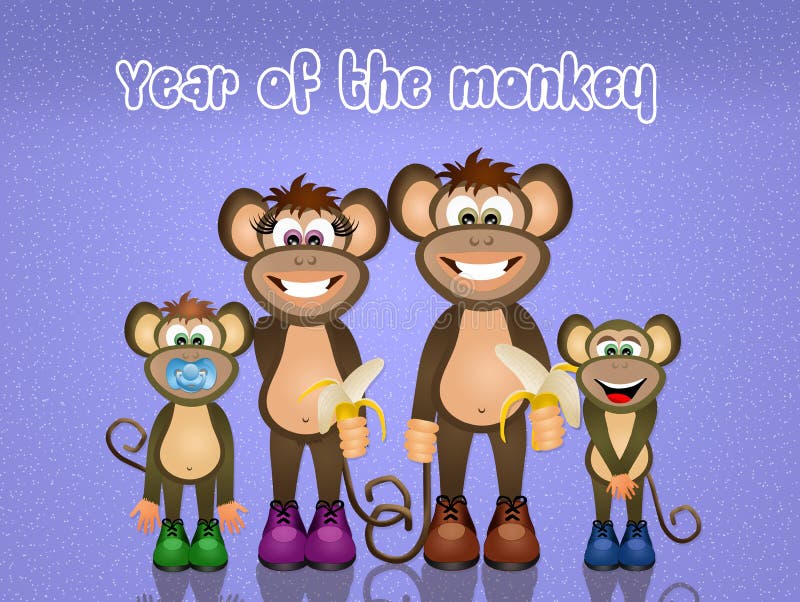 Year of the monkey stock illustration. Illustration of christmas - 61356022