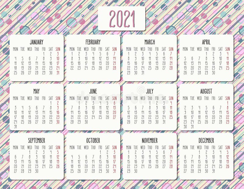 Year 2020 Monthly Pastel Dots Calendar Stock Vector - Illustration of ...