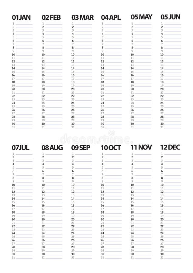 Year monthly planer stock vector. Illustration of planner - 81690413