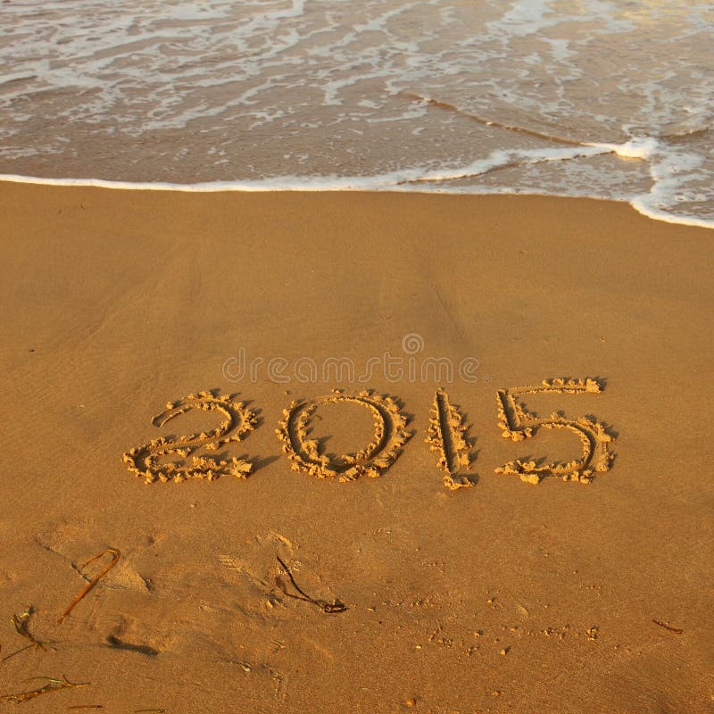 Year 2015 Number on Sandy Beach Stock Photo - Image of navidad, journey ...