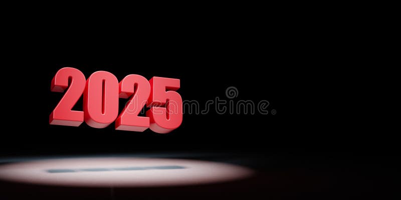 2025 Year Number Text Spotlighted on Black Background Stock ...
