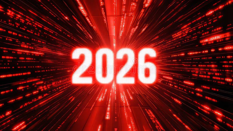 2026 Year Numbers Digital Streaming Background, Concept of Technology ...