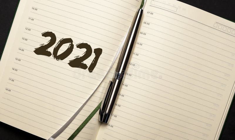 2021 Year Overview or Recap. Inscription on Notebook Stock Photo ...