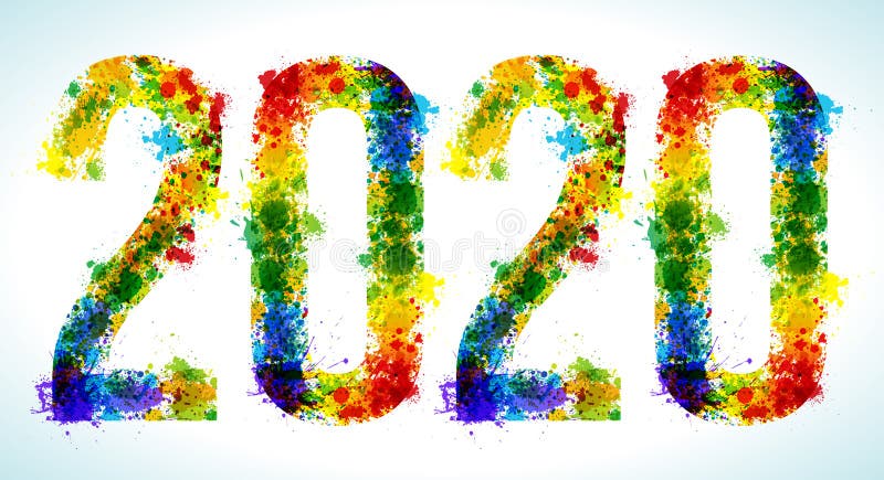 2020 Year Paint Splashes. Gradient Vector Font. Number. Stock Vector ...