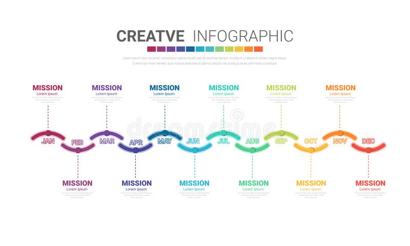 Year Planner, 12 Months, 1 Year, Timeline Infographics Design Vector ...