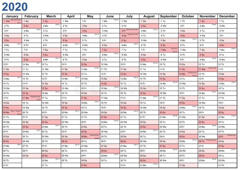 Year Planner 2020 USA stock vector. Illustration of annual - 150325143
