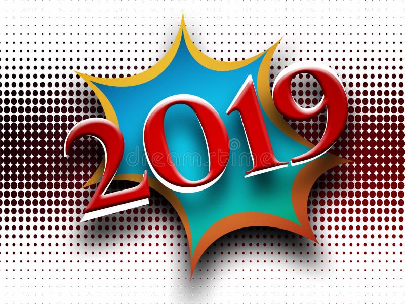 2019 Year Pop Art Comic Book Text Stock Illustration - Illustration of ...