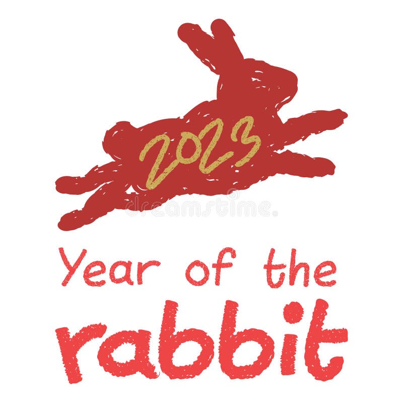 Year of the Rabbit Vector Banner Celebration Hand Drawn Illustration ...