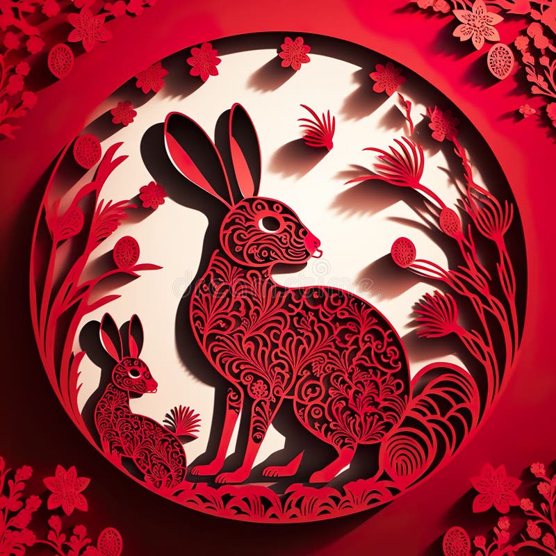 Year of the Rabbit Zodiac Sign for Greetings Card Stock Illustration ...