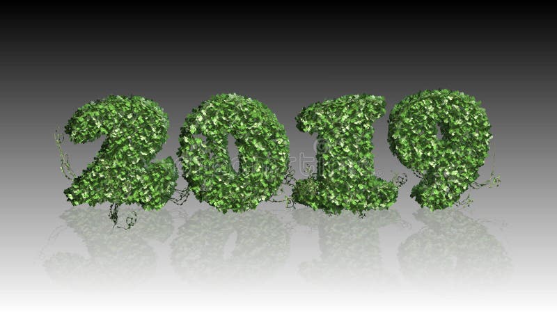Year 2019 with Reflections - Green Design Stock Illustration ...