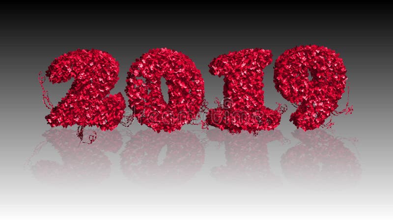 Year 2019 with Reflections - Red Design Stock Illustration ...
