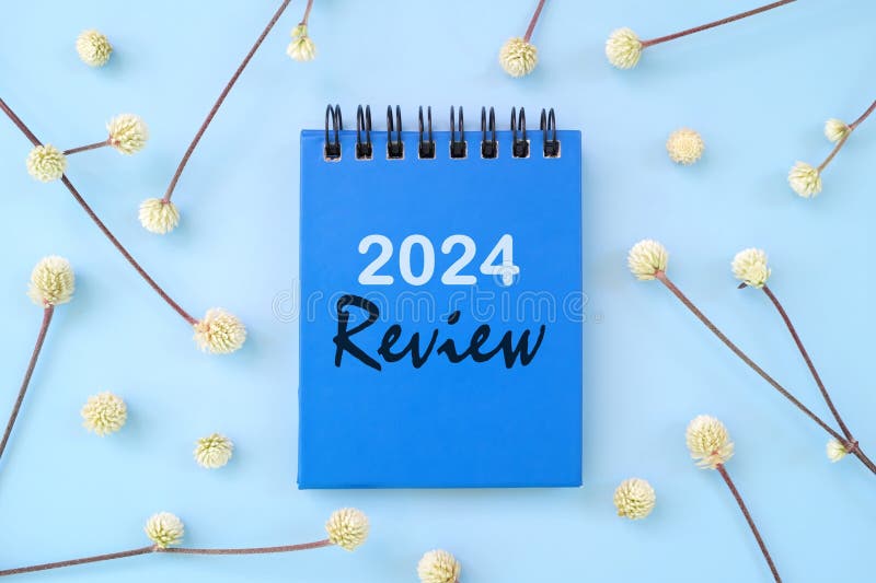 2024 Year in Review Concept. Note Typography in Blue Background Flat ...