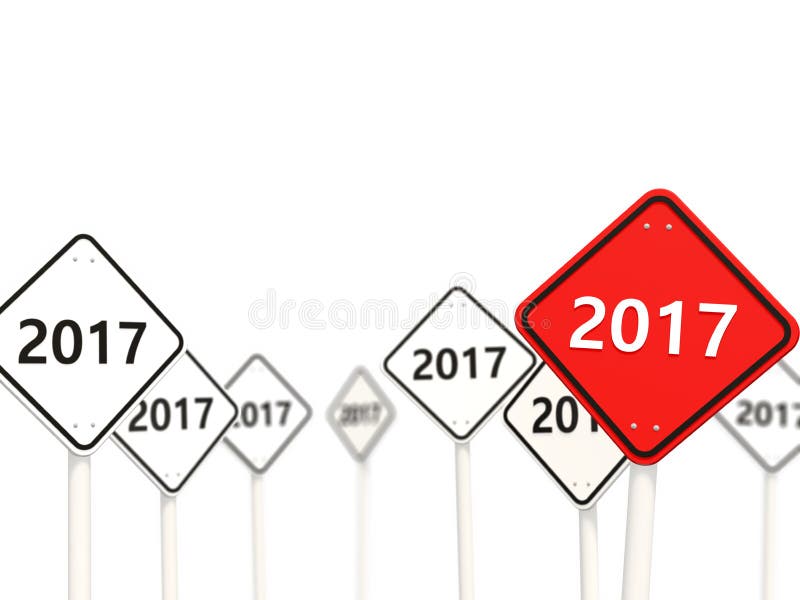 2017 year on road sign. stock illustration. Illustration of isolated ...