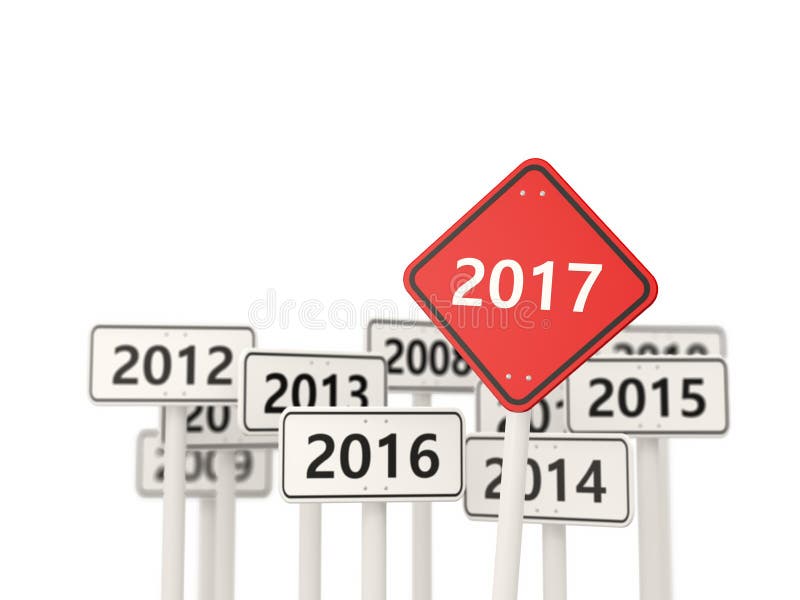 2017 year on road sign. stock illustration. Illustration of text - 79827818