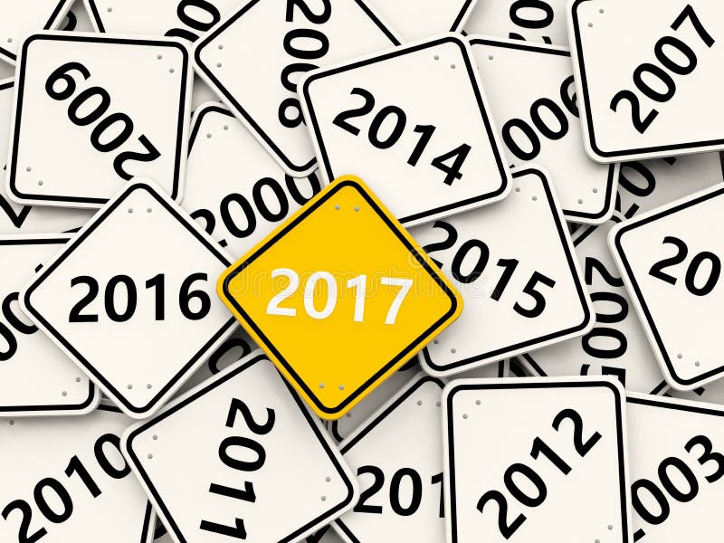 2017 year on road sign. stock illustration. Illustration of text - 79827818