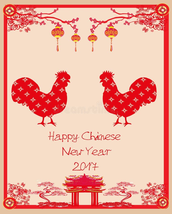 Year of Rooster Design for Chinese New Year Celebration Stock Vector ...