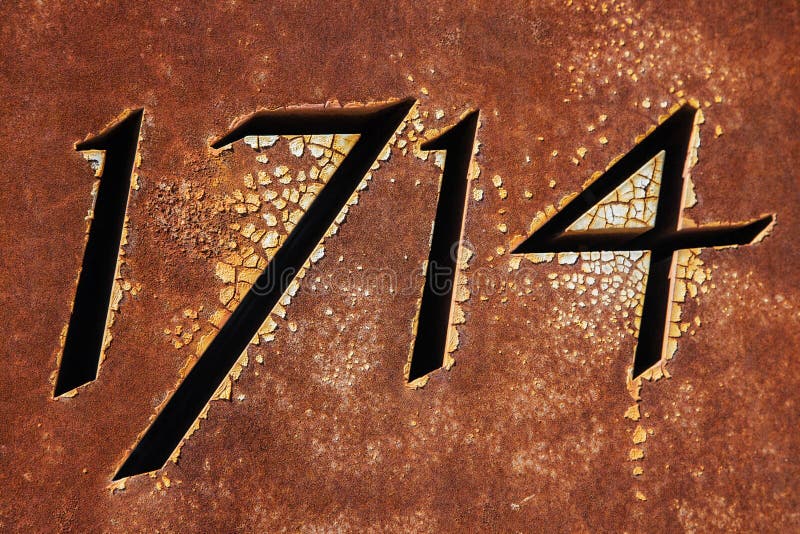 Year 1714 on Rusty Metallic Surface Stock Photo - Image of metallic ...