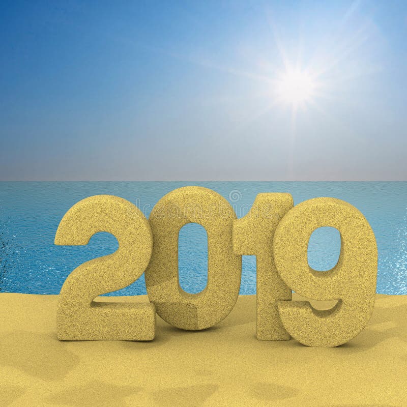 2019 year. Sea landscape stock illustration. Illustration of summer ...