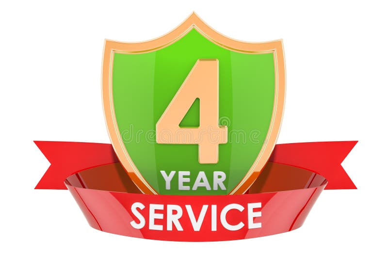 4 Year Service Shield, Badge. 3D Rendering Stock Illustration ...