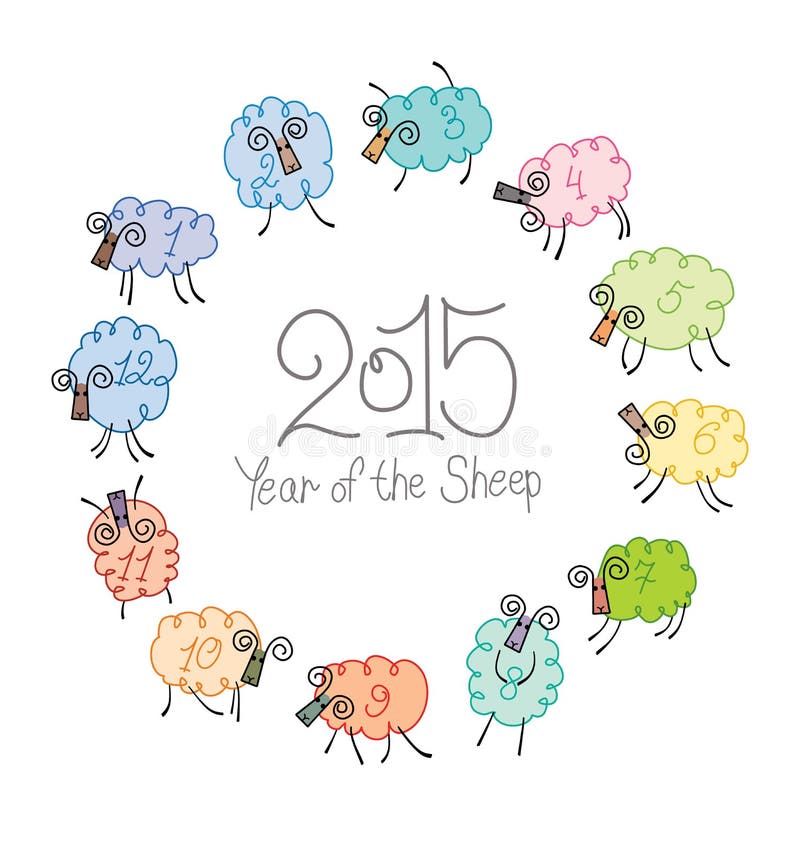 Year of Sheep. stock illustration. Illustration of night - 46782371