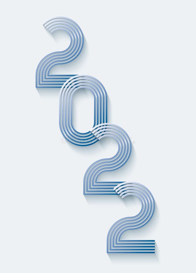 2022 Year Sign with Cut Paper Effect. Stock Vector - Illustration of ...