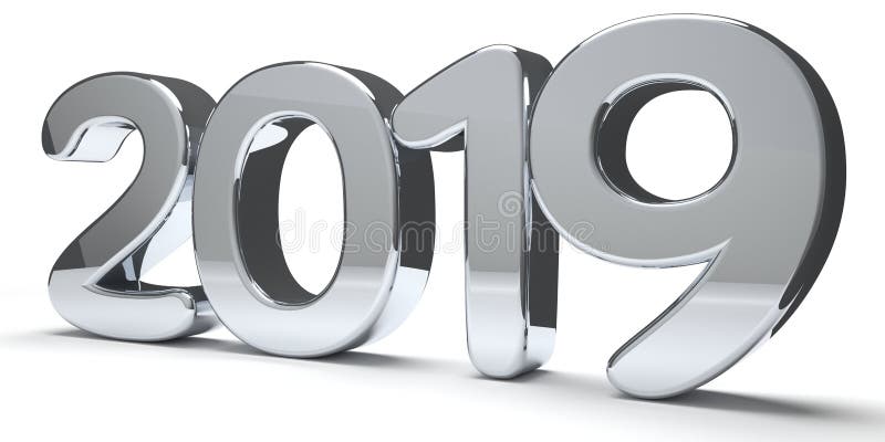 Year 2019 Silver Metallic Bold Numbers 3d Render Stock Illustration ...