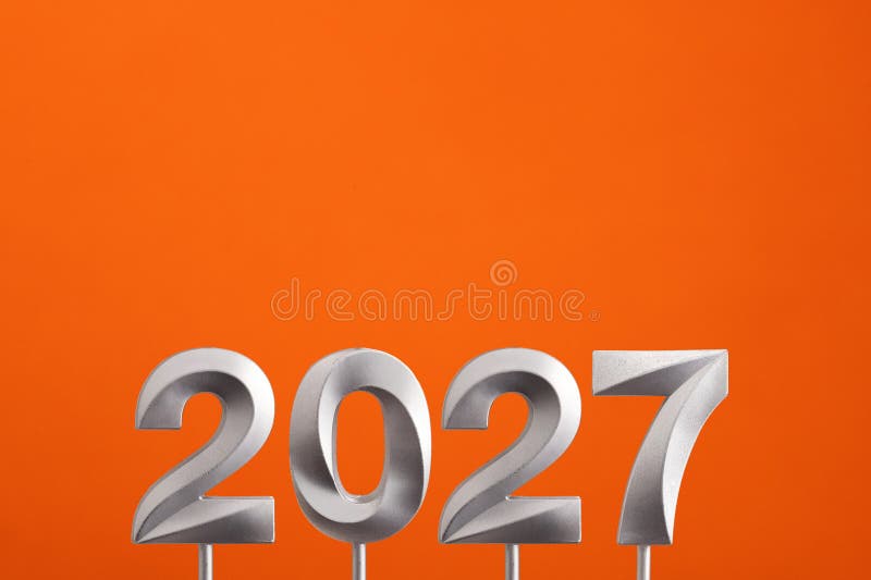 Year 2027 - Silver Number on Orange Foamy Background Stock Image ...
