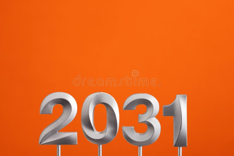 Year 2031 - Silver Number on Orange Foamy Background Stock Photo ...