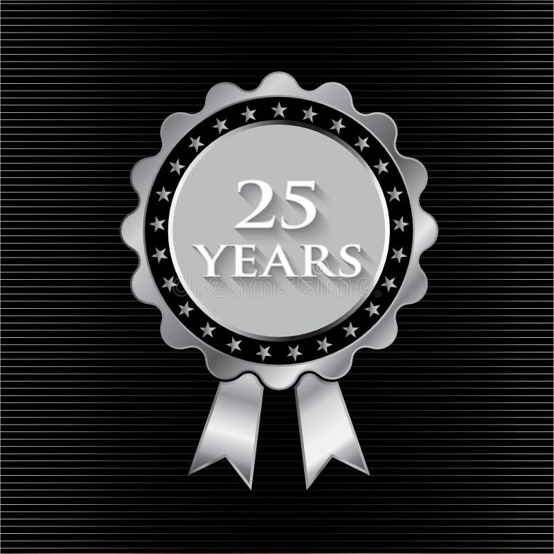 25 Year Silver Ribbon with Stars Stock Illustration - Illustration of ...
