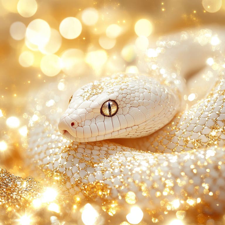 Year of the Snake Albino Python on Gold, Celebrating the Chinese New ...