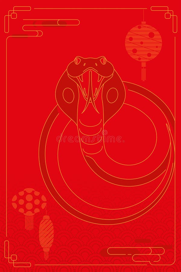 Year of Snake Vector Graphic Design Poster Banner in Red Stock Vector ...