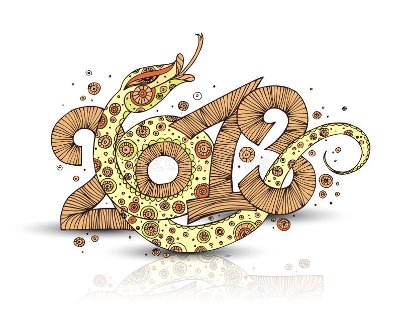Year of the Snake Design 2013. Original Vector New Year Card Stock ...