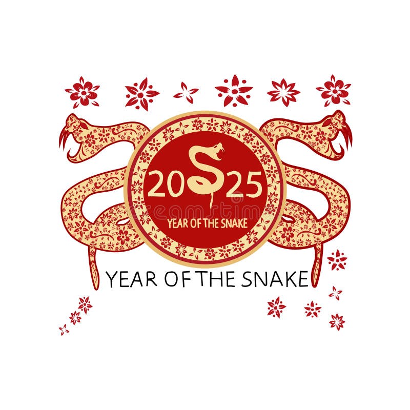 Year of the Snake Happy Chinese New Year Set Background Vector Stock ...
