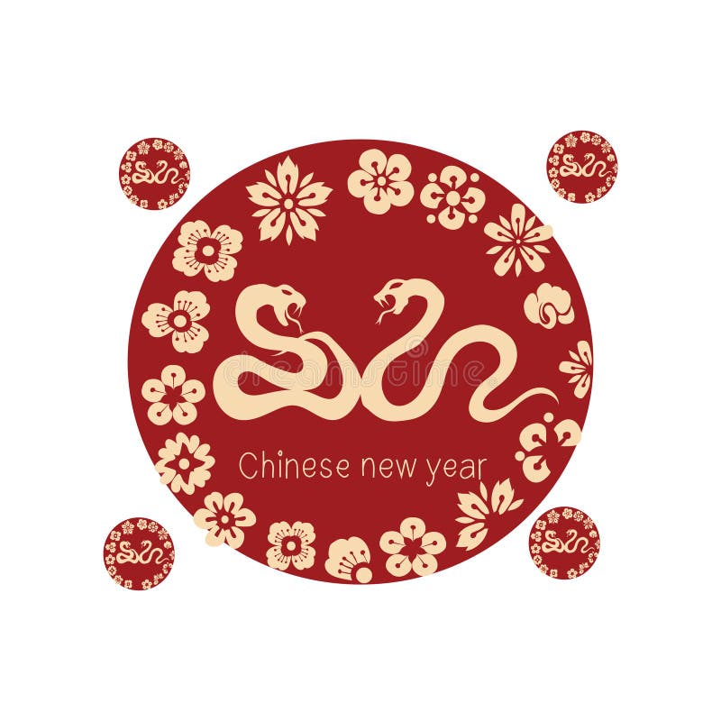 Year of the Snake Happy Chinese New Year Set Backround Vector Stock ...