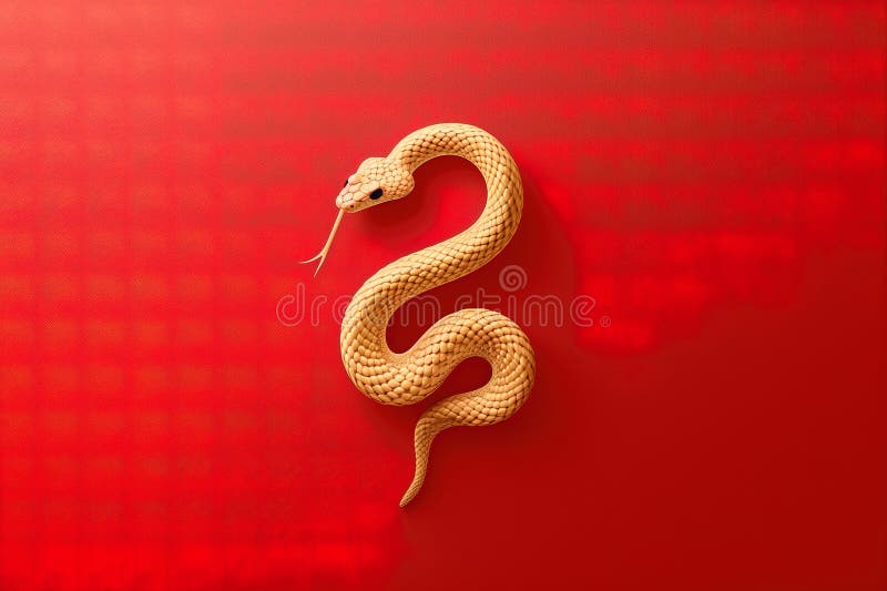 Golden Snake 3d Model Isolated on Red Background. Stock Illustration ...