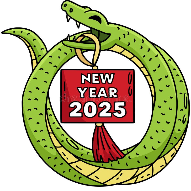 Year of the Snake New Year 2025 Cartoon Clipart Stock Vector ...