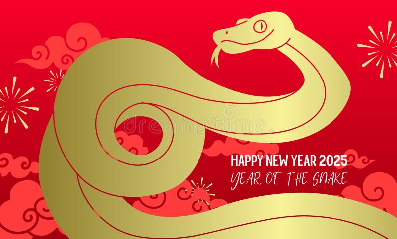 Year of the Snake Paper Cutting Style Card Stock Vector - Illustration ...