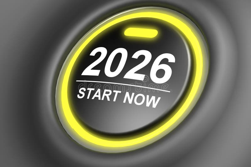 Year 2026 Start Now Button with Green Light Stock Illustration ...