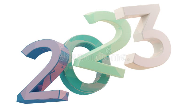 Year Symbol 2023 Blue To White 3d-illustration Stock Illustration ...