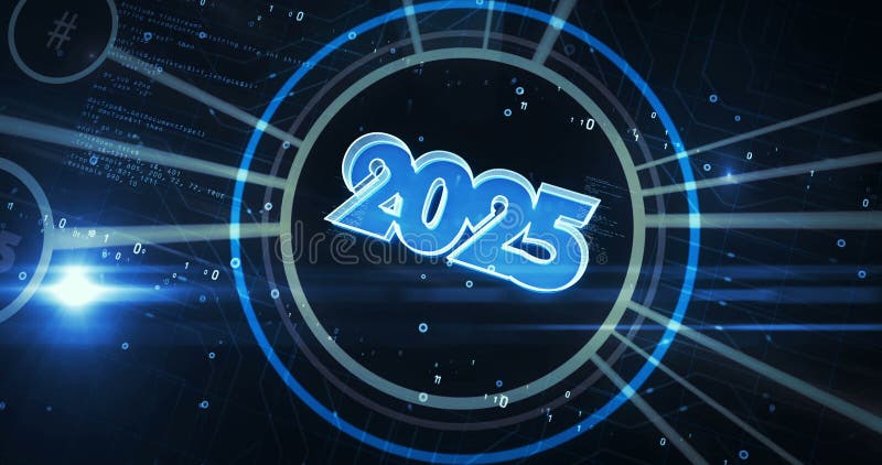 2025 Year Symbol 3d Digital Concept Stock Footage - Video of network ...