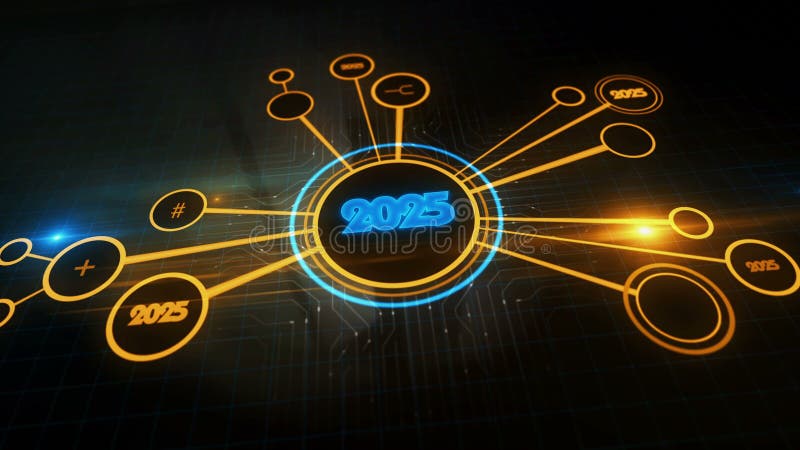 2025 Year Symbol 3d Digital Concept Stock Footage - Video of abstract ...