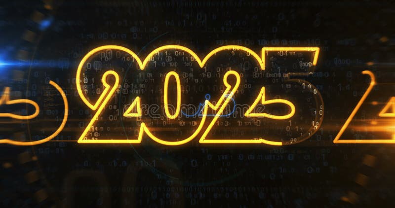2025 Year Symbol Loop Digital Concept Stock Video - Video of background ...
