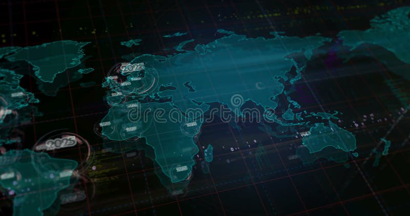 2025 Year Symbol on World Map Stock Video - Video of seamless, network ...
