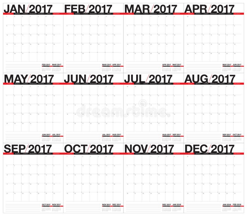 Year 2017 Table Calendar Vector Design Template Stock Vector ...