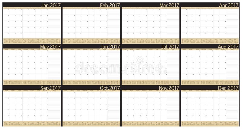 Year 2017 Table Calendar Vector Design Template Stock Vector ...