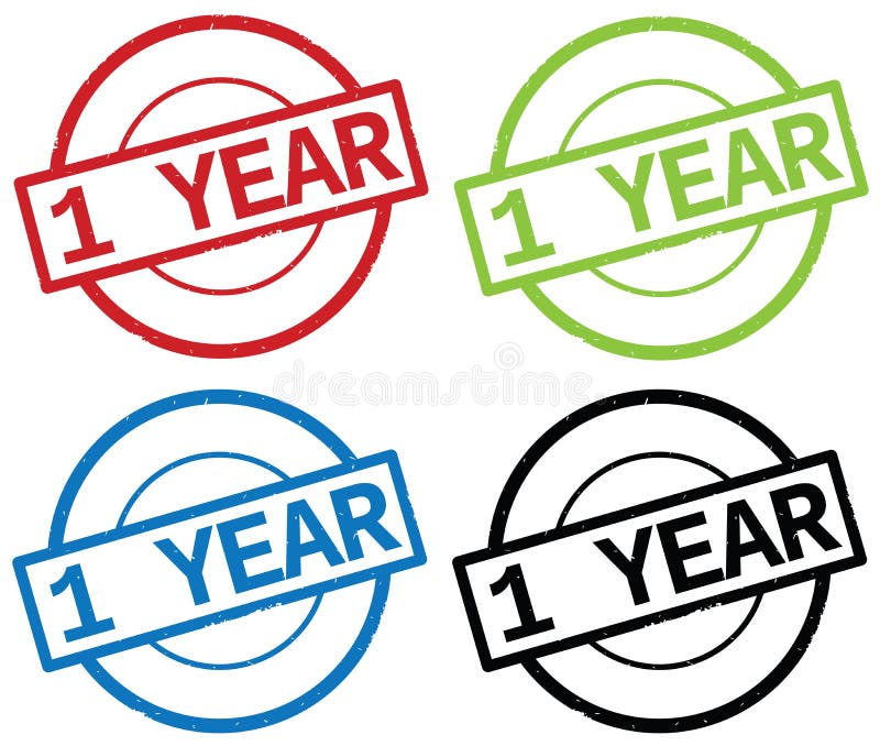 1 YEAR Text, on Round Simple Stamp Sign. Stock Illustration ...